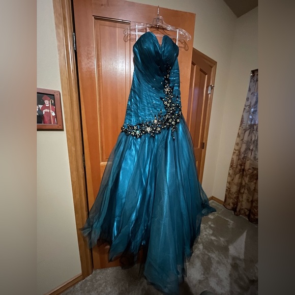 Xcite Prom | Dresses | Teal And Black Embellished Prom Dress | Poshmark